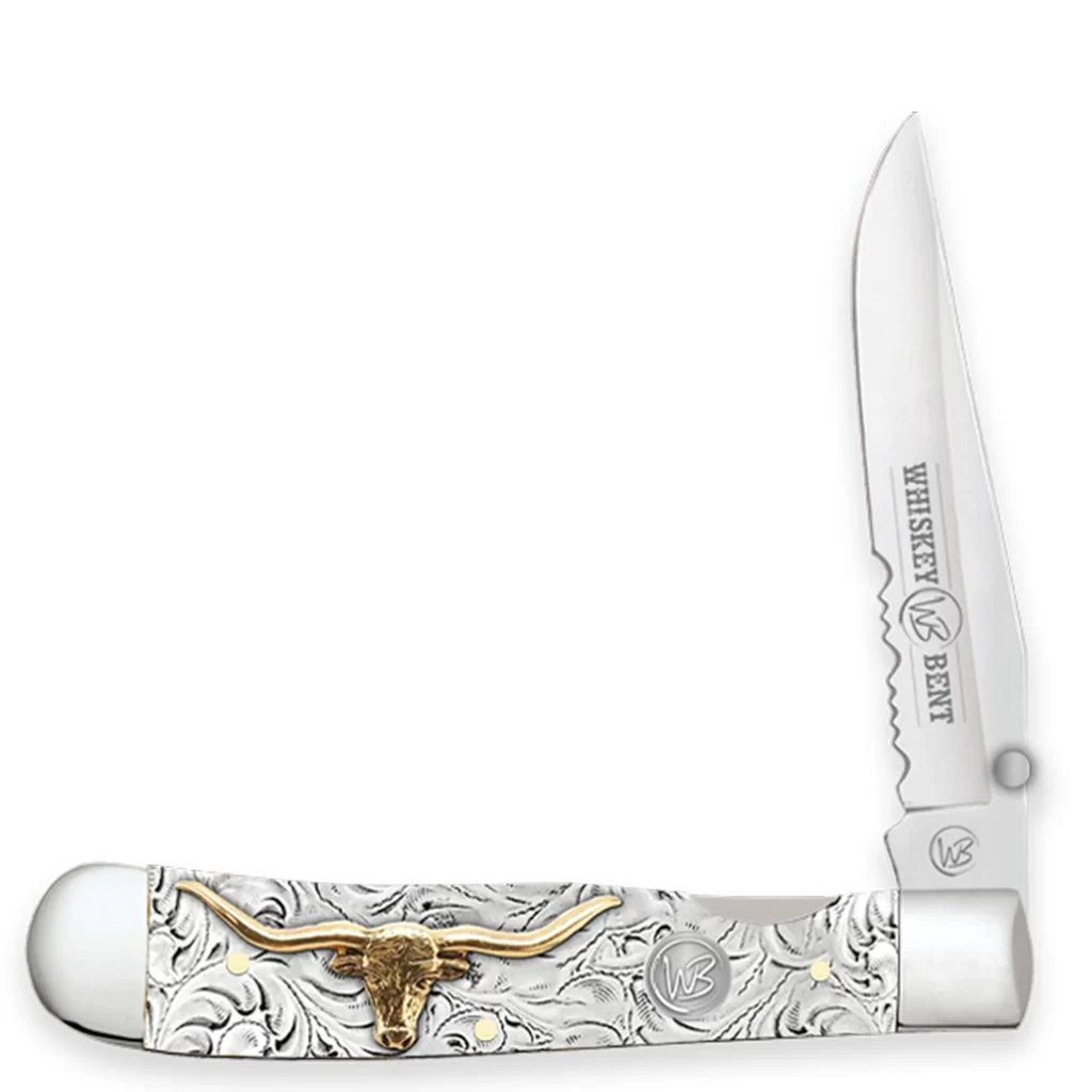 Whiskey Bent Trapper Traditional Slip Joint Single Serrated Blade ...
